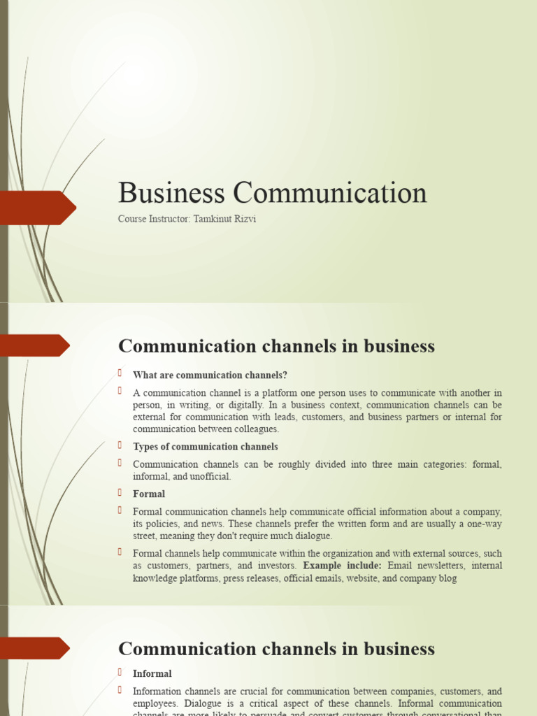 Channels of Business Communication | PDF | Communication | Blog