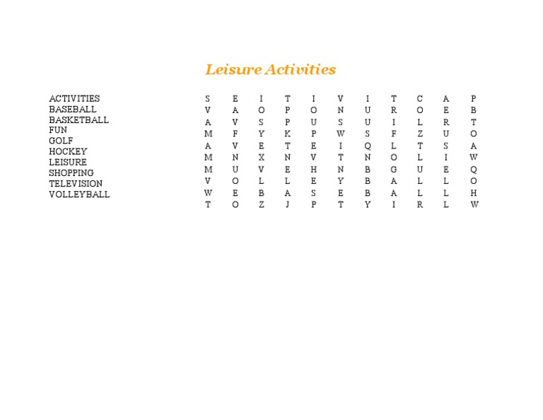 Popular Leisure Activities List | PDF | Sports & Recreation