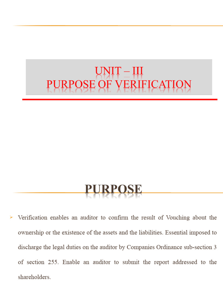 Unit III Purpose of Verification | Download Free PDF | Mortgage Law | Financial Services