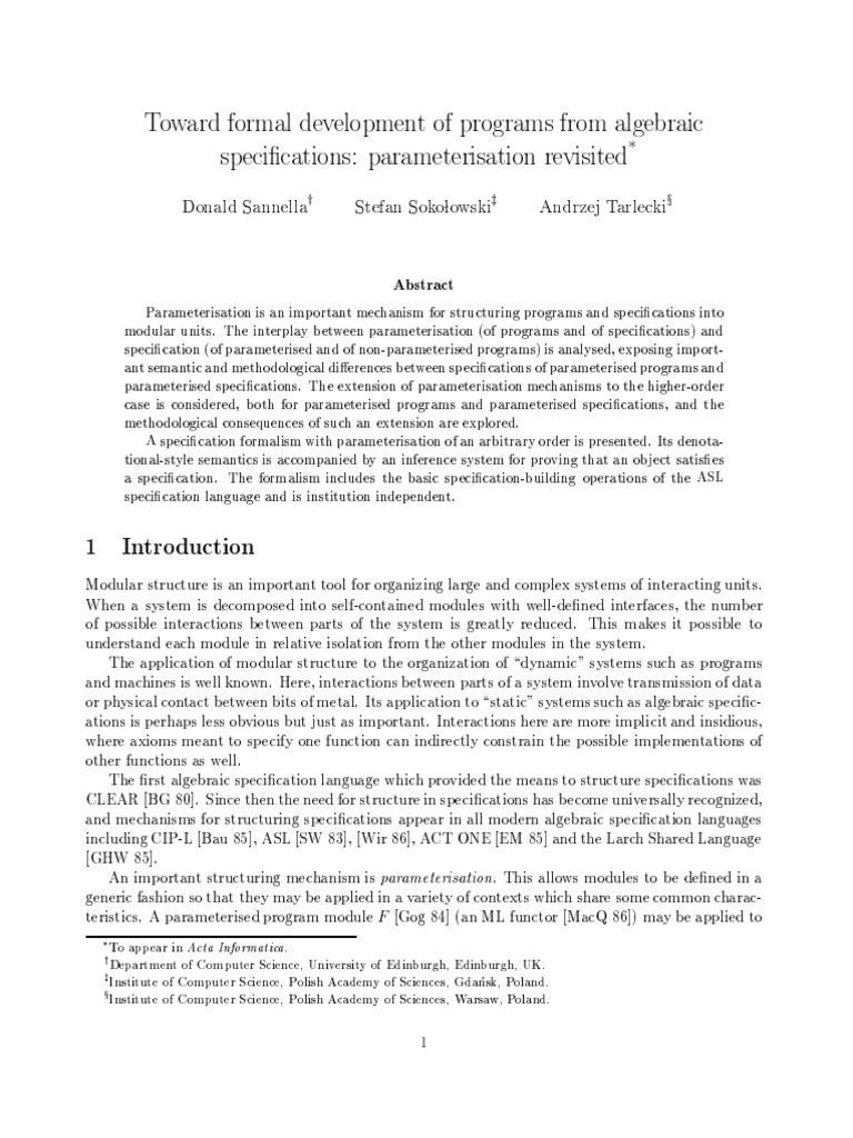 Sannella 88 Toward | PDF