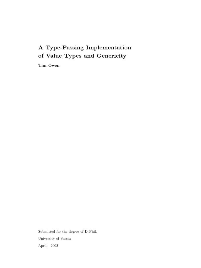 A Type-Passing Implementation of Value Types and Genericity | Download ... A Type-Passing Implementation of Value Types and Genericity | Download ...