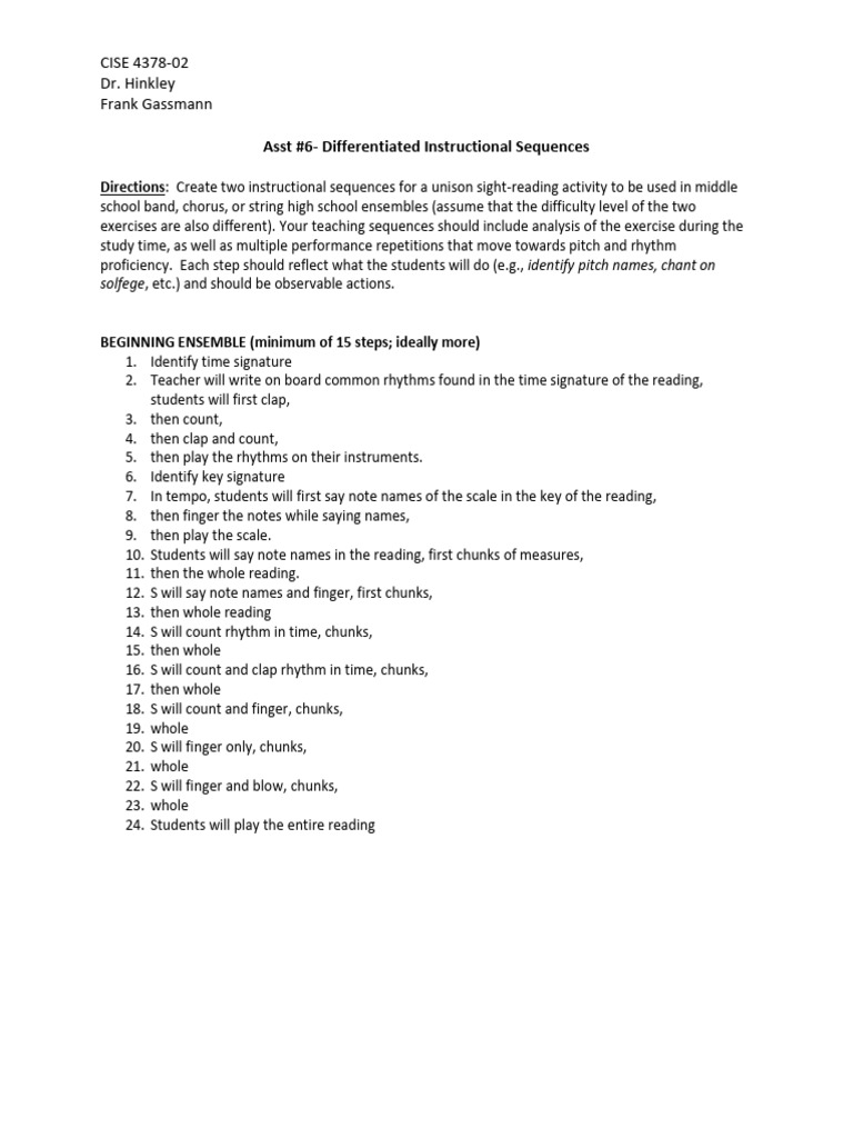 Differentiated Instructional Sequences | PDF | Rhythm | Learning