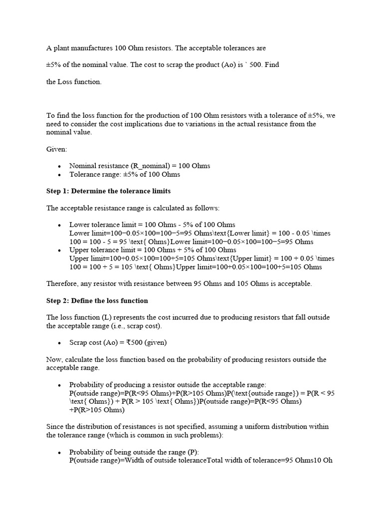 Robust Design Pdf Engineering Tolerance Resistor