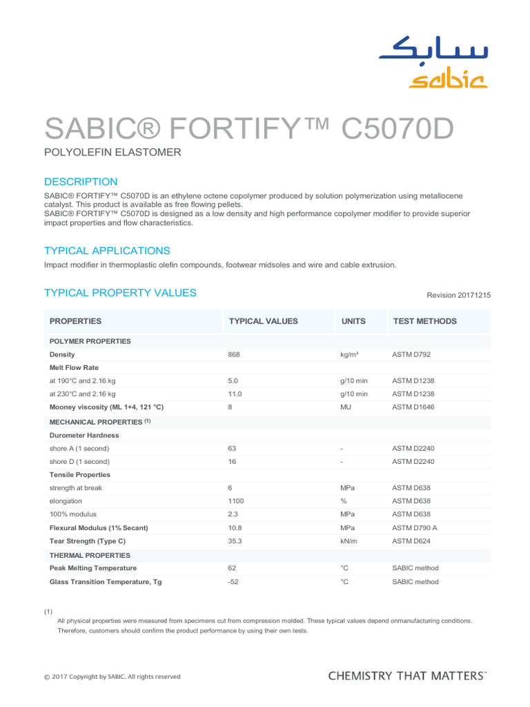 Sabic Fortify C5070D TDS | PDF | Copolymer | Polyolefin