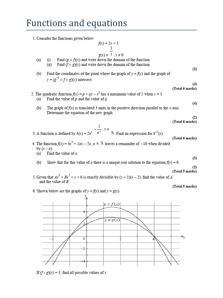 IB Functions and Equations | PDF | Function (Mathematics) | Equations