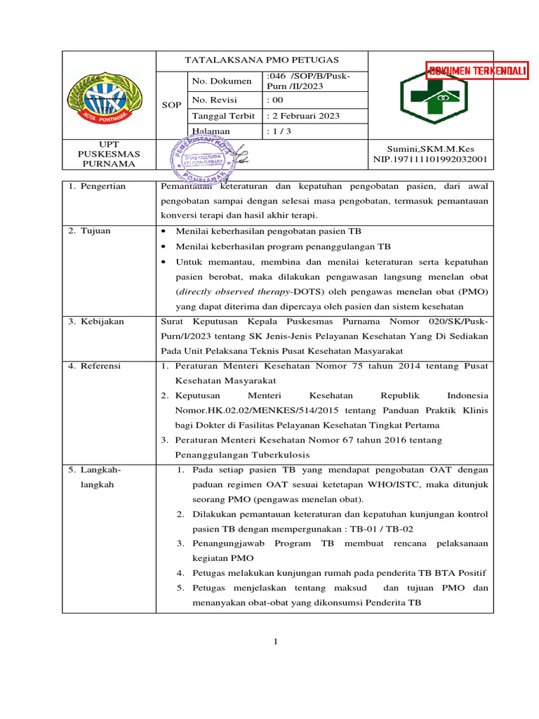 SOP PMO TB Oleh PETUGAS | PDF