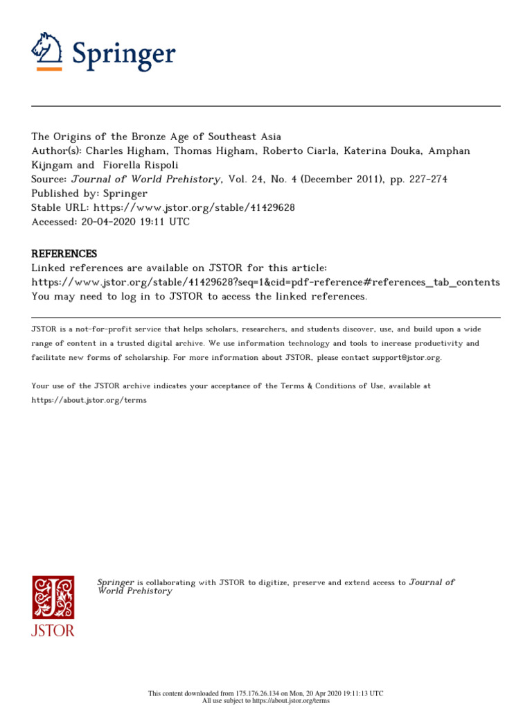 Springer Journal of World Prehistory: This Content Downloaded From 175 ...