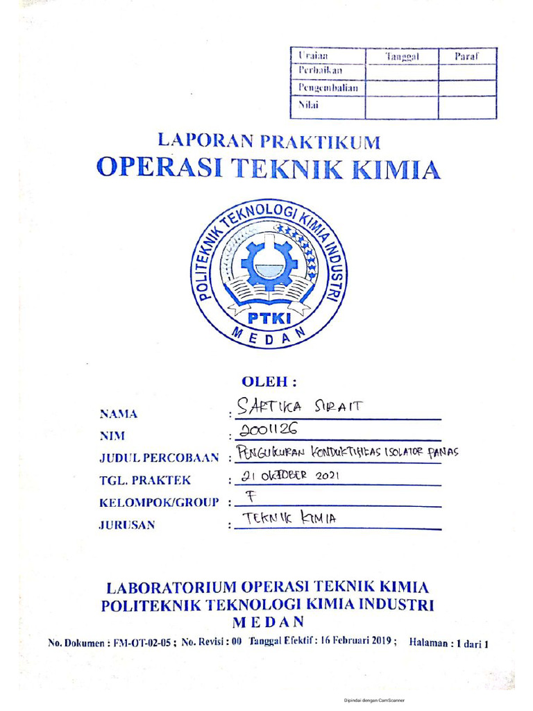 Sartika Sirait - 2001126 - Pengukuran Konduktivitas Isolator Panas | PDF