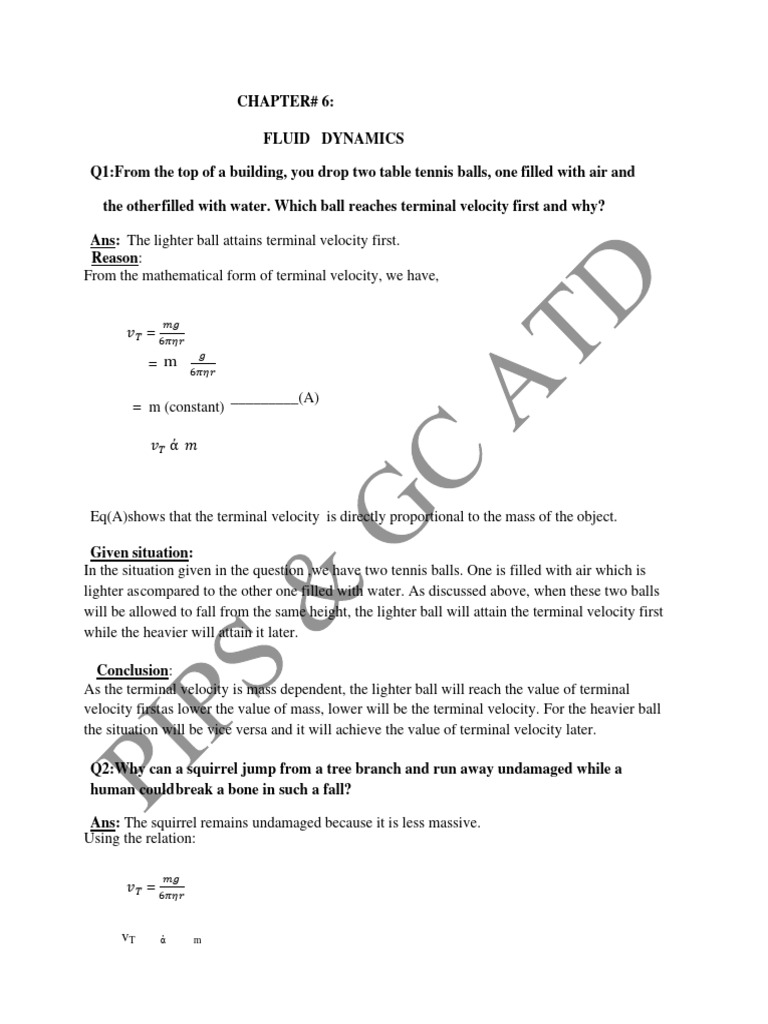 CHAPTER 6 Physics FSC Part One | PDF | Lift (Force) | Drag (Physics)