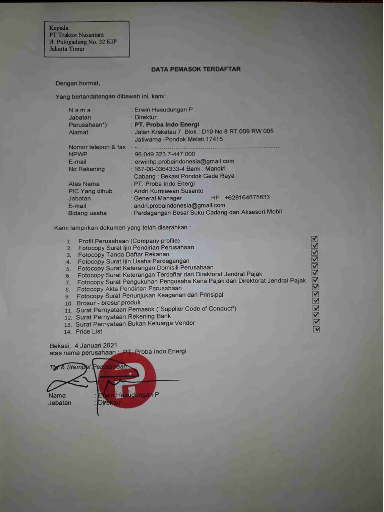 PT. Proba Indo Energi | PDF