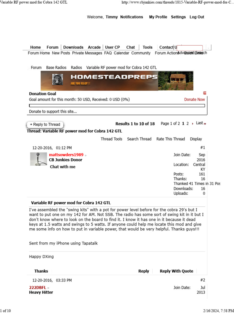Variable RF Power Mod For Cobra 142 GTL | PDF | Internet Forum | Cyberspace