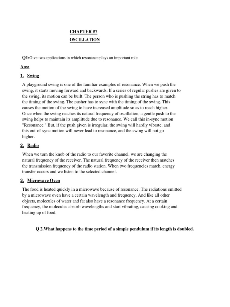 CHAPTER 7 Physics FSC Part 1 | PDF | Resonance | Oscillation