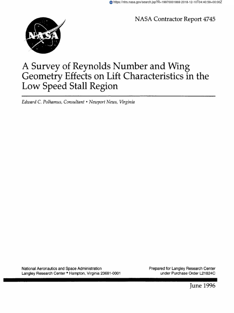 1996 Polhamus A Survey of Reynolds Number and Wing Geometry Effects On ...