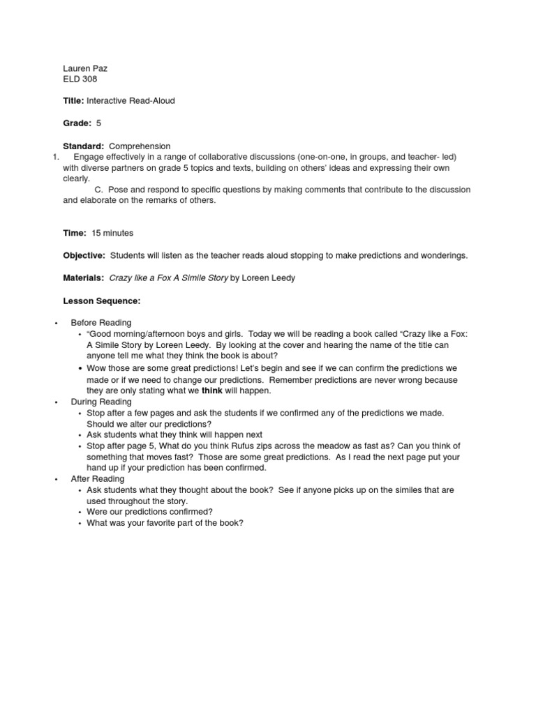 Simile Lesson | PDF | Reading (Process) | Educational Assessment