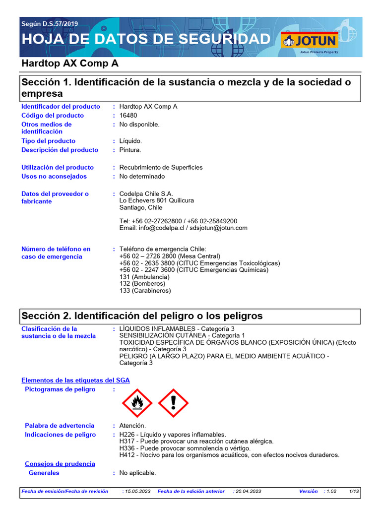HDS Hardtop AX Comp A | PDF | Agua | Contaminación