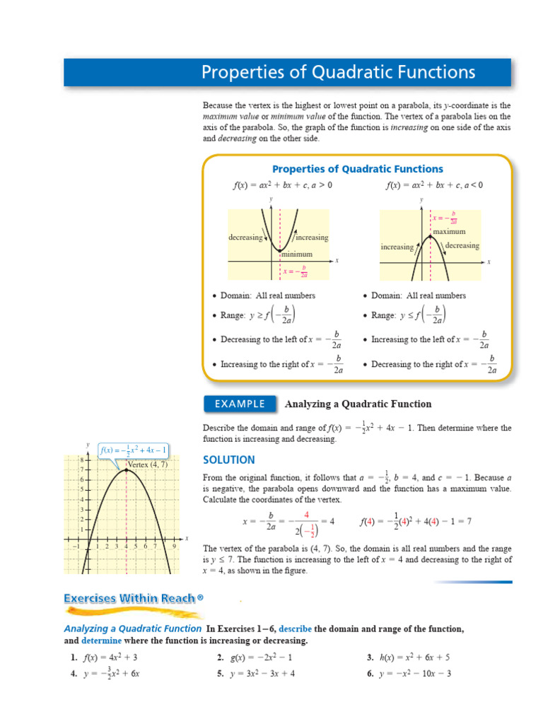 Properties of Quadratic Functions | PDF | Graph Theory | Mathematical ...