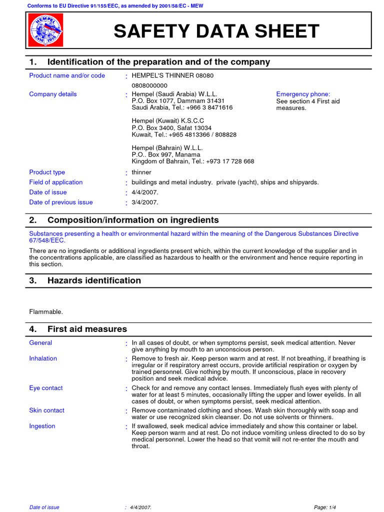 08080 MSDS | Download Free PDF | Personal Protective Equipment | Solvent