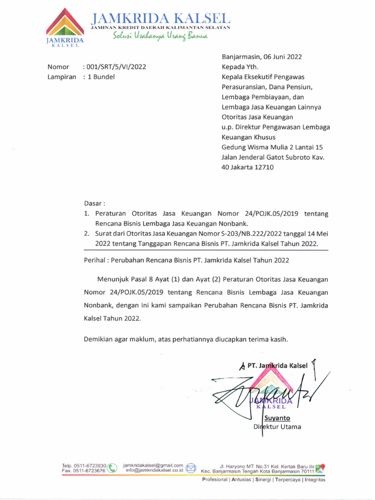 Renbis Pt. Jamkrida Kalsel Tahun 2022 | PDF | Bisnis