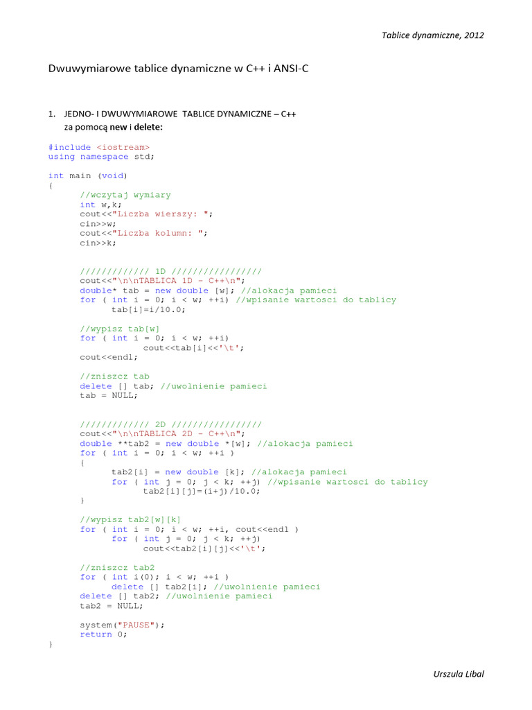 Tablice_dynamiczne | PDF