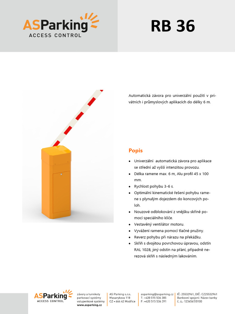 Automatická Závora RB 36-Datasheet | PDF