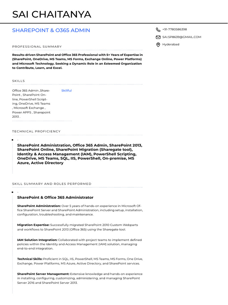 SAI SHAREPOINT CV | Download Free PDF | Share Point | Active Directory