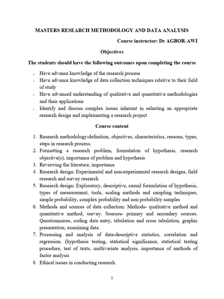 Masters Research Methodology | PDF | Methodology | Sampling (Statistics)