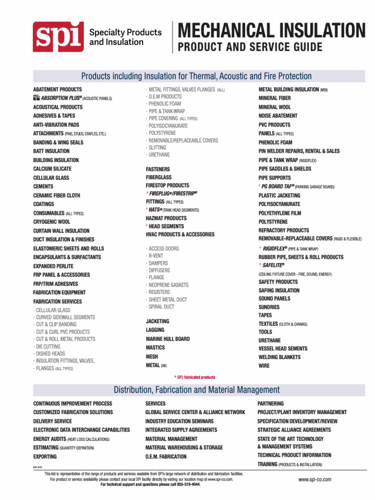 SPI Mechanical Insulation Line Card | PDF | Thermal Insulation | Duct ...