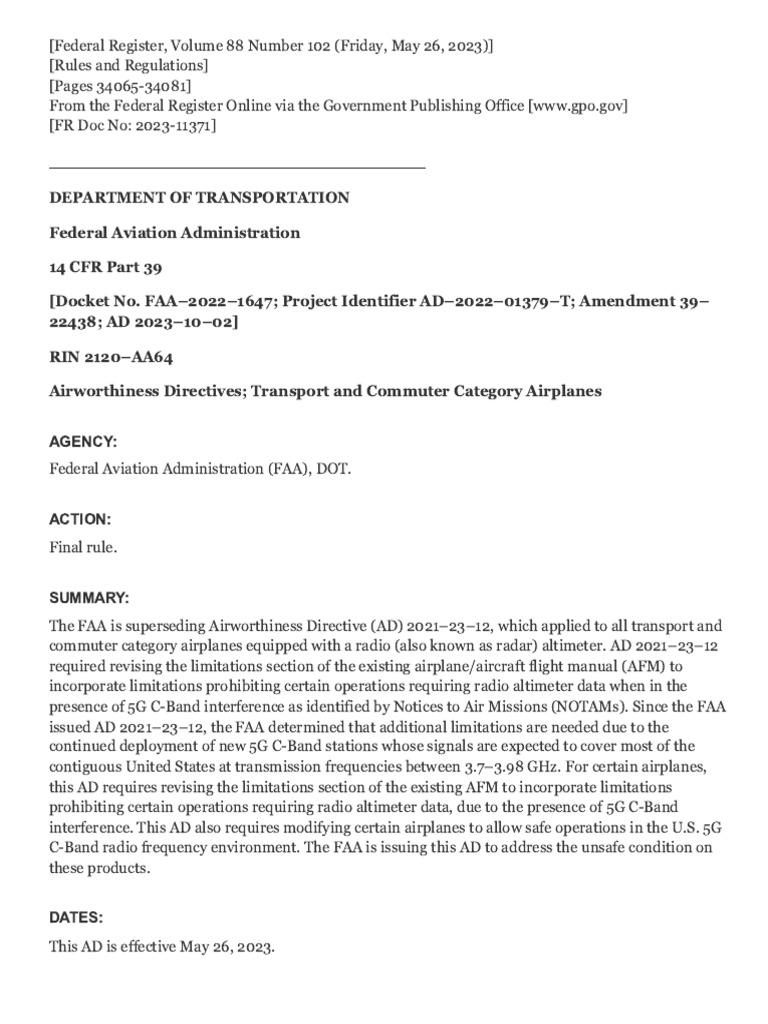Faa Ad 2023-10-02 | PDF