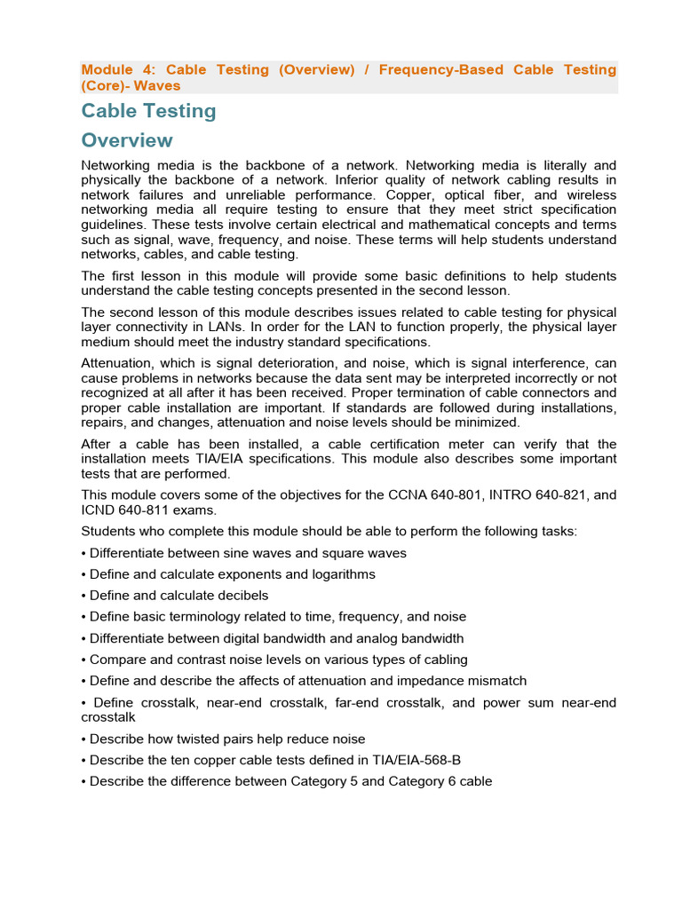 LAN Cable testing | PDF | Decibel | Optical Fiber