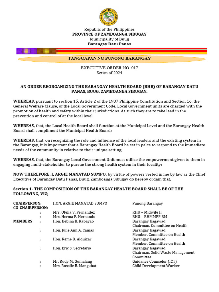 Executive Order No. 17 - (BHB) | PDF | Government