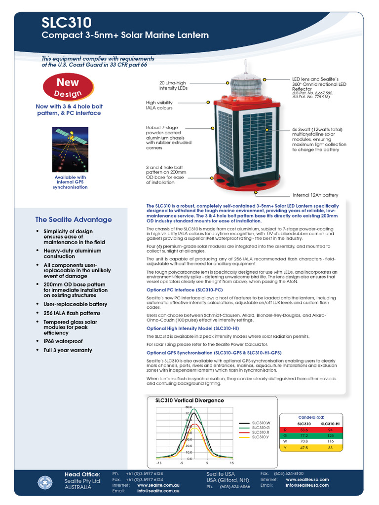 Sealite SLC 310 | PDF | Light Emitting Diode | Solar Panel