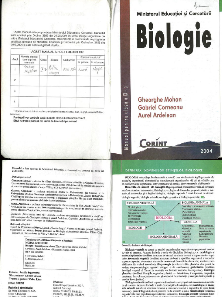Pdfcoffeecom - Biologie Clasa A Ix A Corint PDF Fre - 231114 - 215936 | PDF
