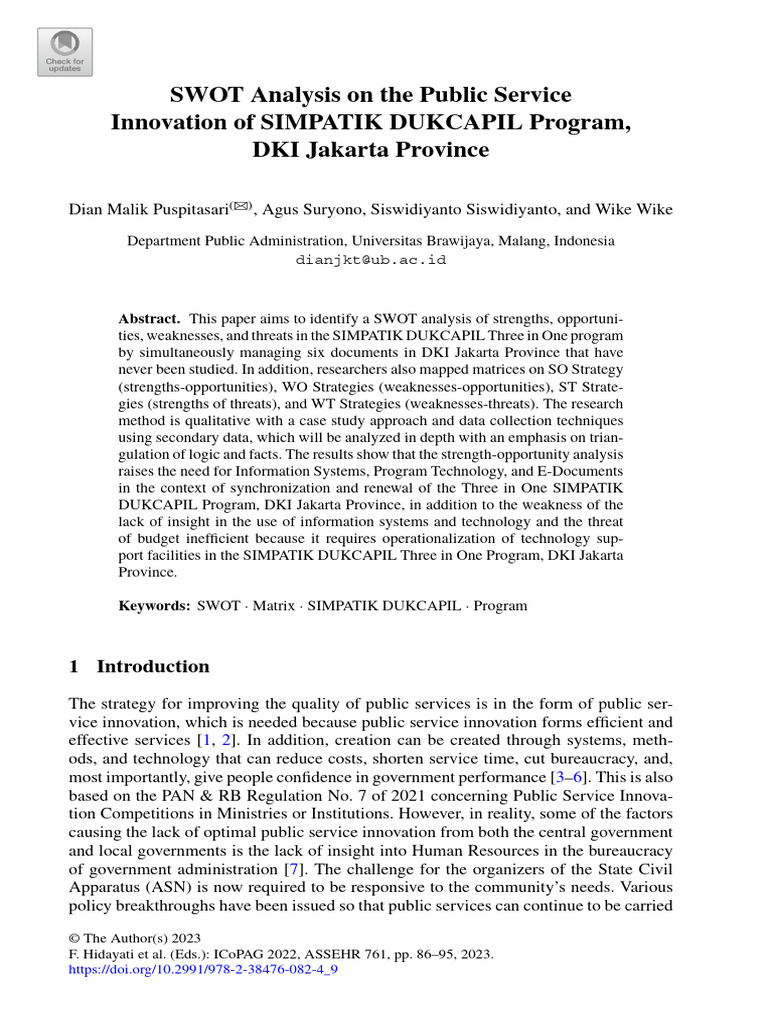 SWOT Analysis On The Public Service Innovation of | PDF | Swot Analysis ...