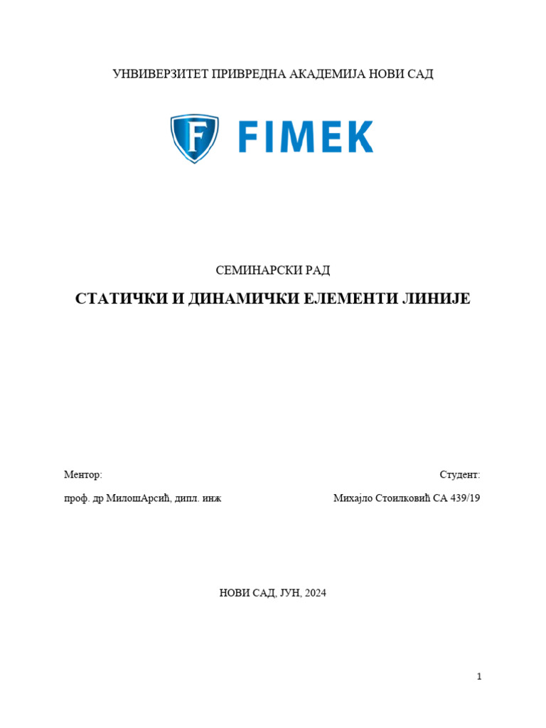 Staticki I Dinamicki Elementi Linije | PDF