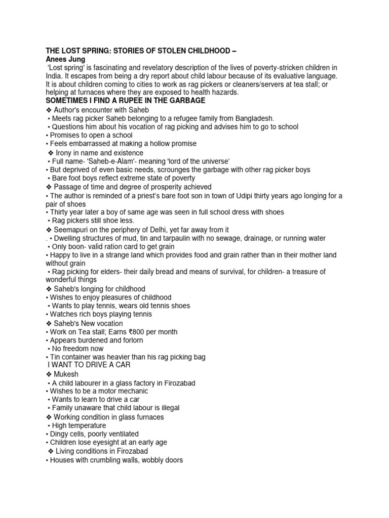 The Lost Spring - Stories of Stolen Childhood | PDF | Poverty | Poverty ...