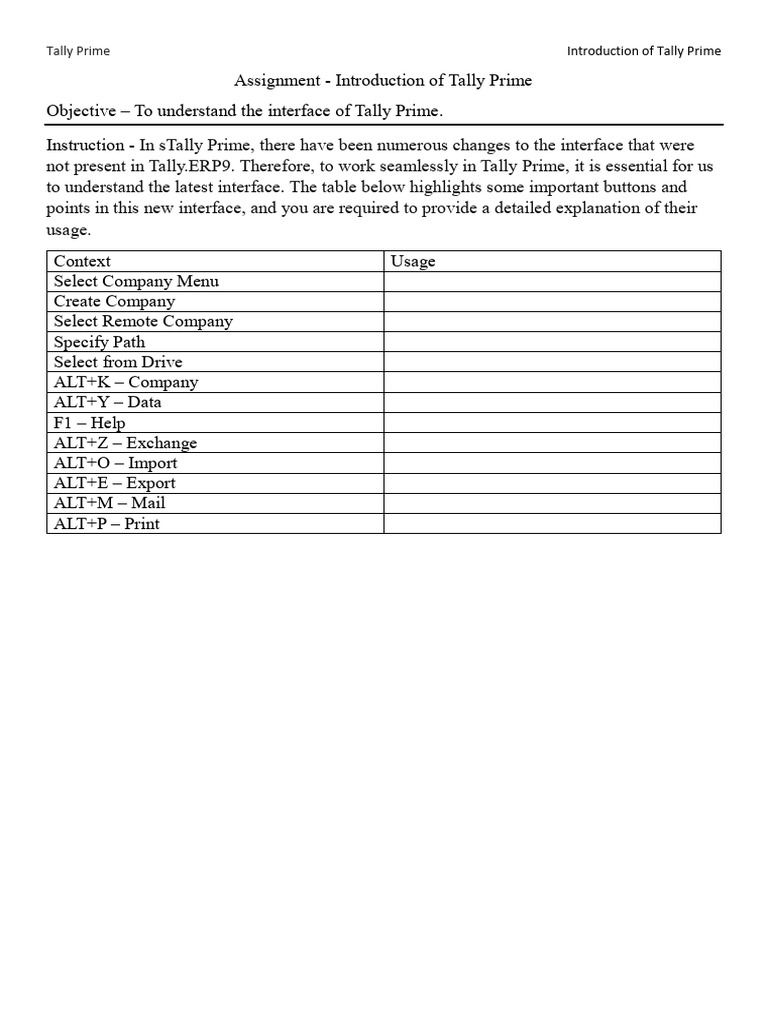 Tally Prime Interface Overview | PDF