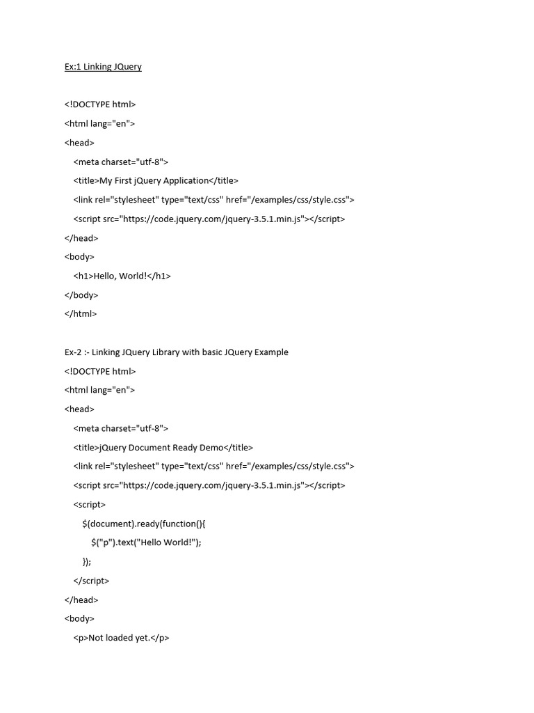 JQuery Examples | PDF | J Query | Paragraph JQuery Examples | PDF | J Query | Paragraph