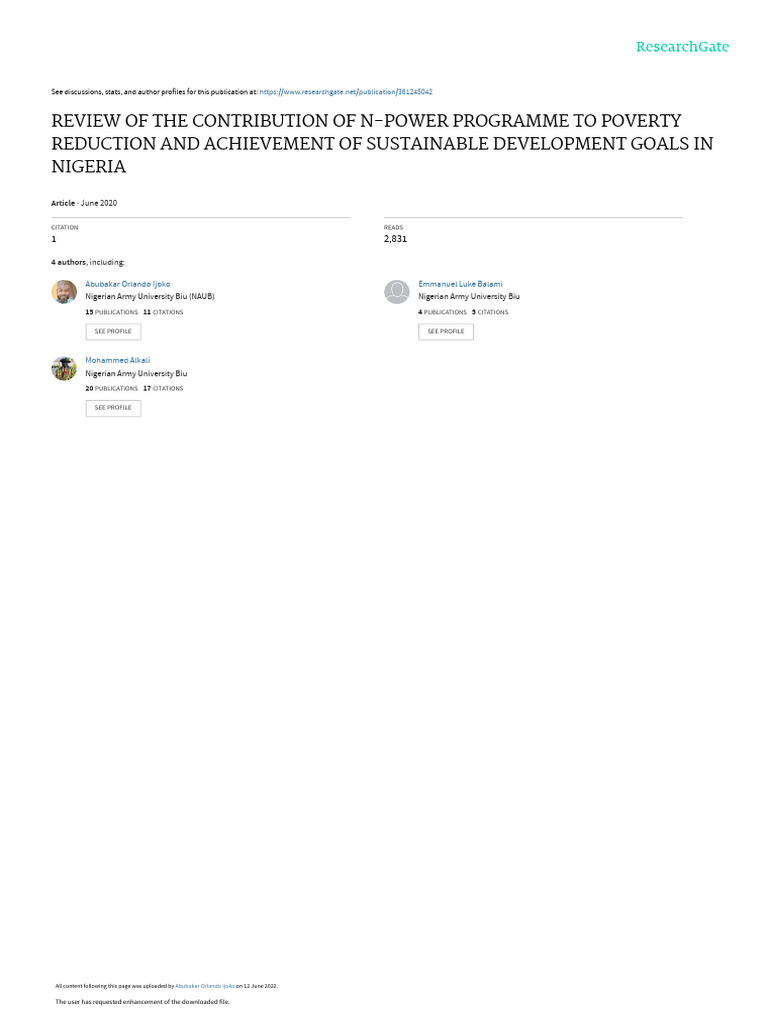 Volume4Issue22020 IjokoBalamiAlkali | PDF | Poverty | Poverty & Homelessness