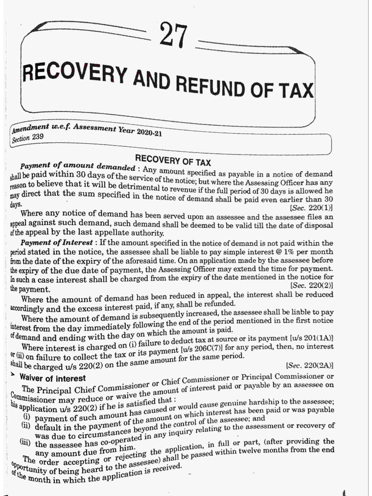 Recovery & Refund of Tax | PDF