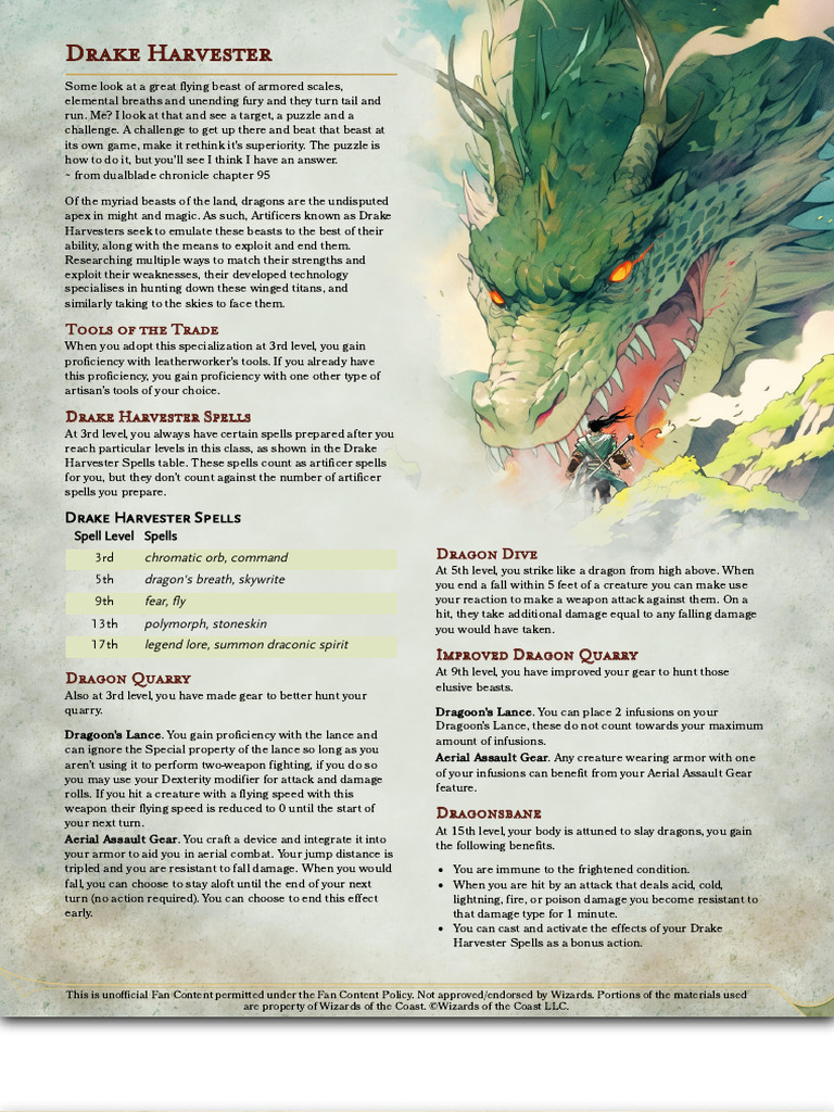 Artificer - Drake Harvester _ GM Binder | PDF