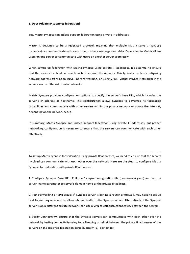 Federation | PDF | Port (Computer Networking) | Computer Network