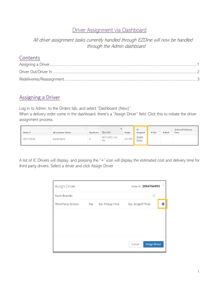 Driver Assignment Via Dashboard User Guide v2 | PDF | Information Technology | Software