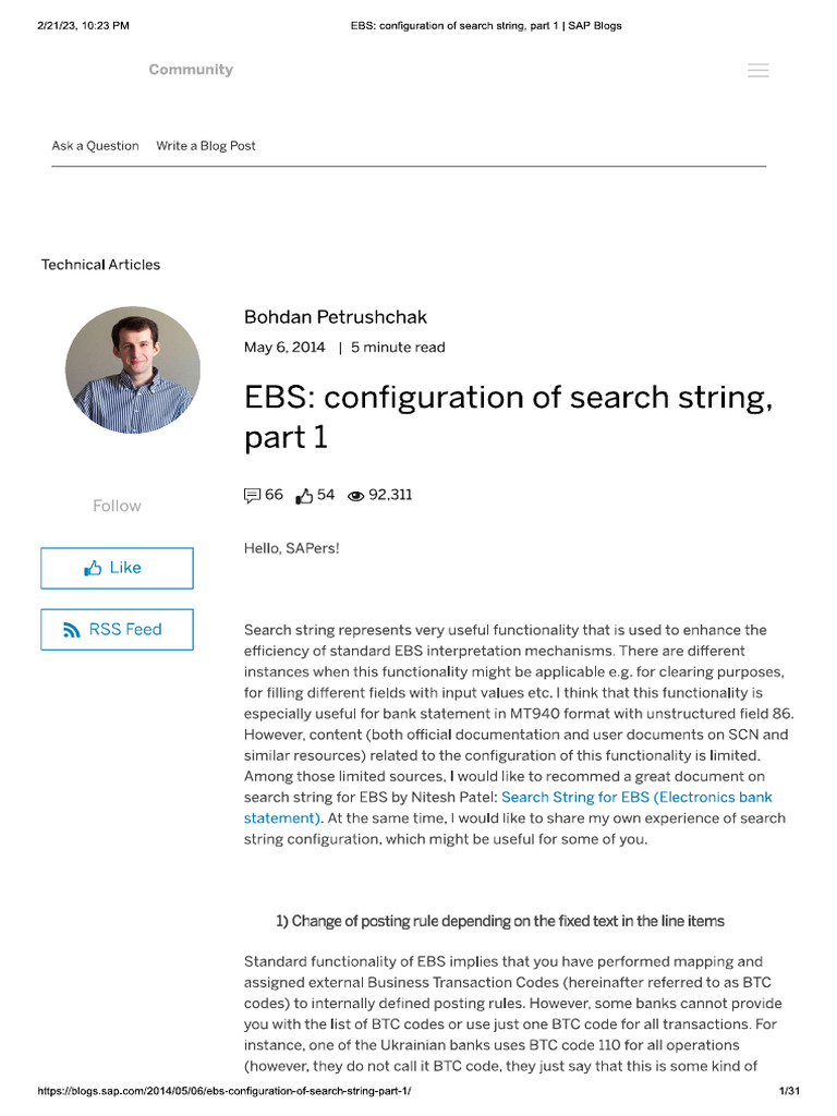 EBS configuration of search string, part 1 | PDF