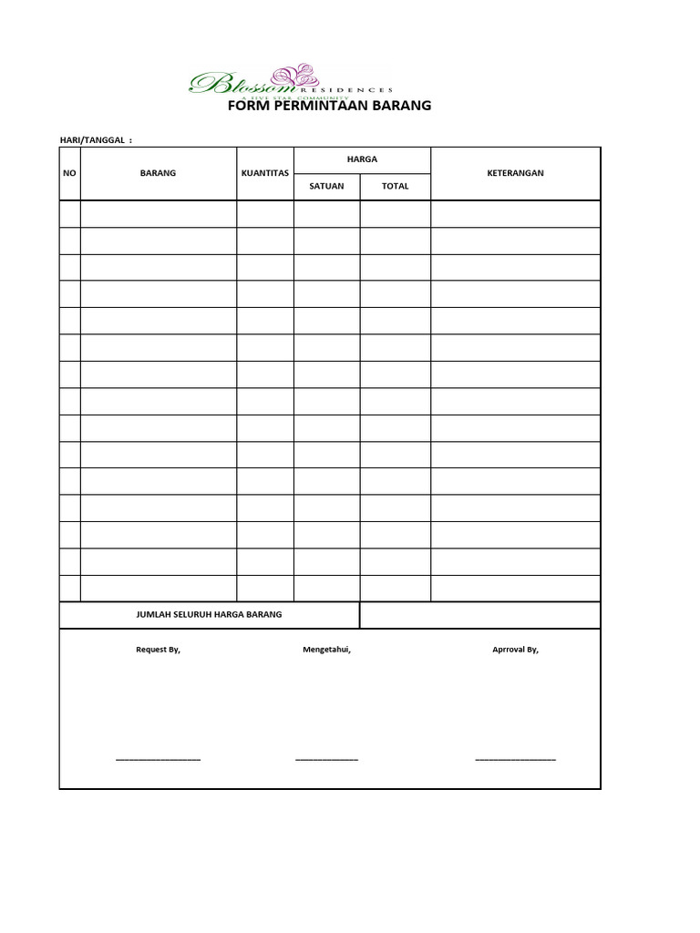 Form Permintaan Barang dan Harga | PDF