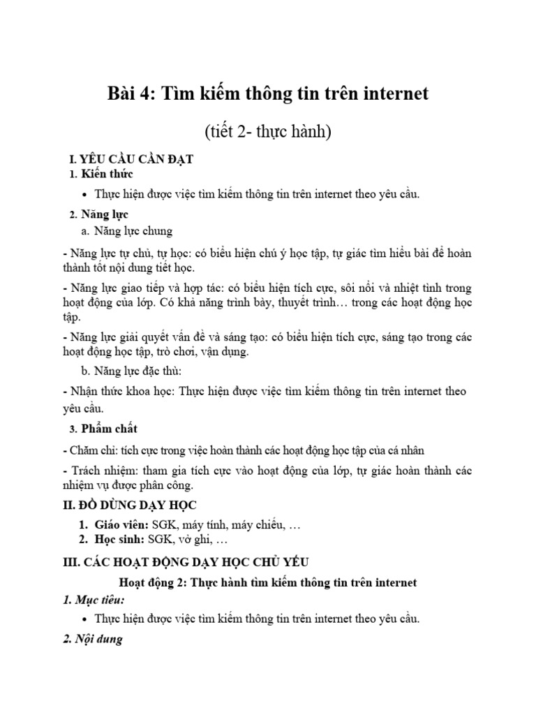 Bai 4 Tim Kiem Thong Tin Tren Internet (Tiet 2) | PDF