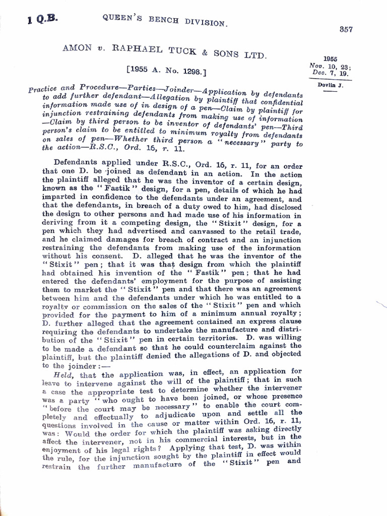 Amon v Raphael Tuck & Sons | PDF