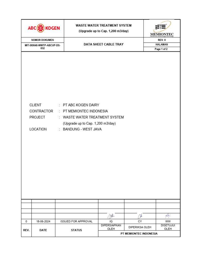MIT-IX0048-WWTP-ABCUP-DS-032 - Data Sheet of Cable Tray | PDF | Sheet Metal | Mechanical Engineering