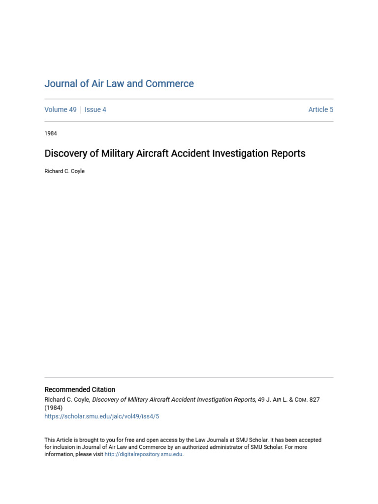 Discovery of Military Aircraft Accident Investigation Reports ...