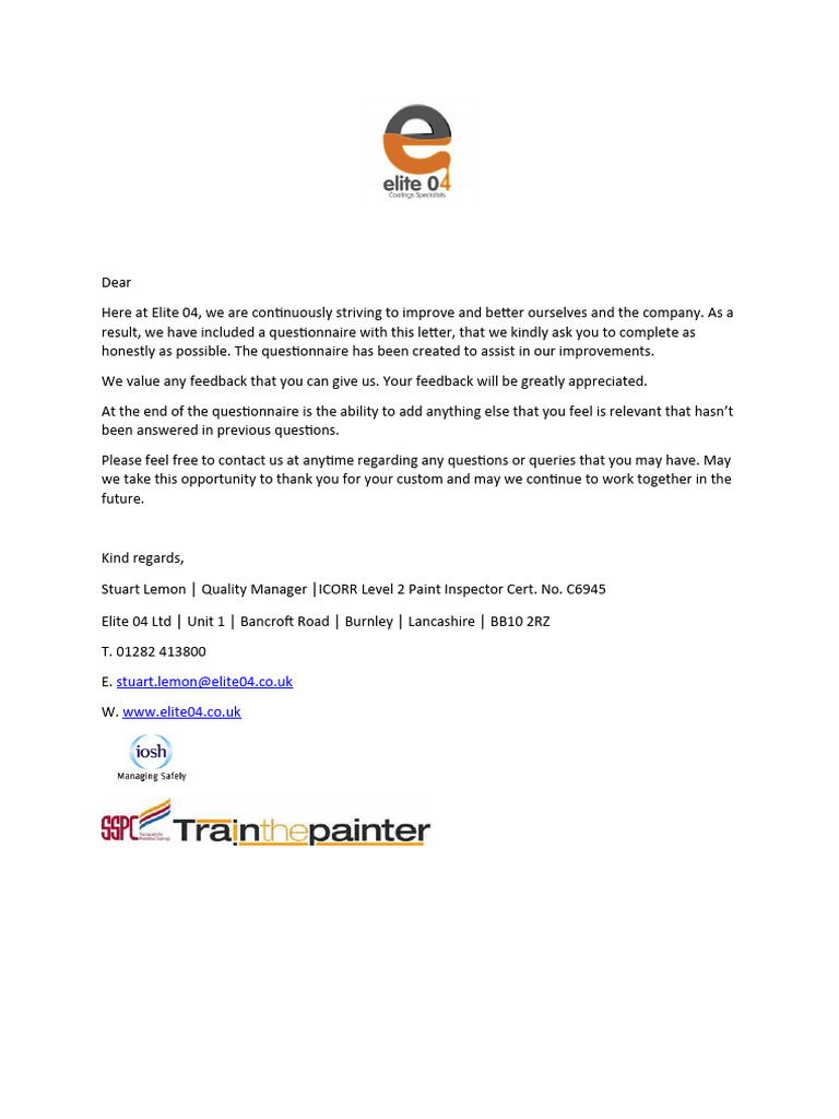 Customer Feedback Cover Letter | PDF