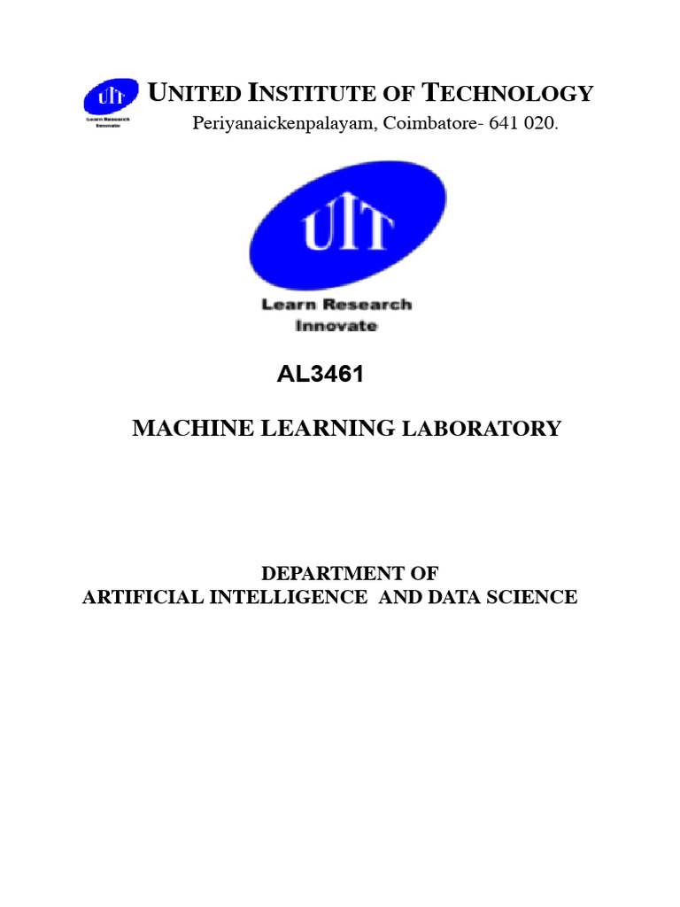 Machine Learning Manual Final | PDF | Accuracy And Precision | Statistical Classification